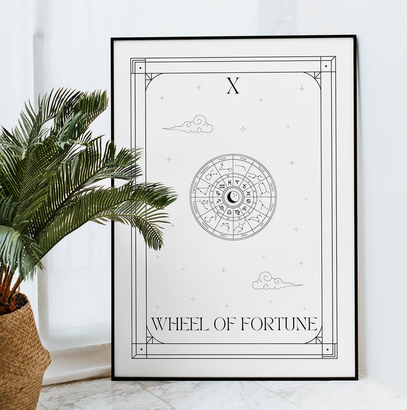 Wheel of Fortune Tarot Card Digital Print Mystical Art Print - Etsy