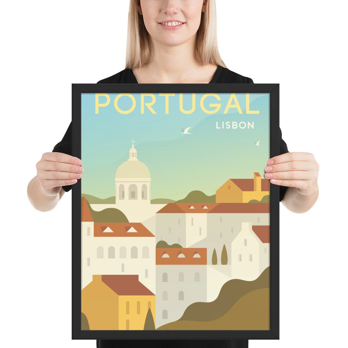 PORTUGAL Lisbon Skyline Travel Poster Printable Wall Art - Etsy