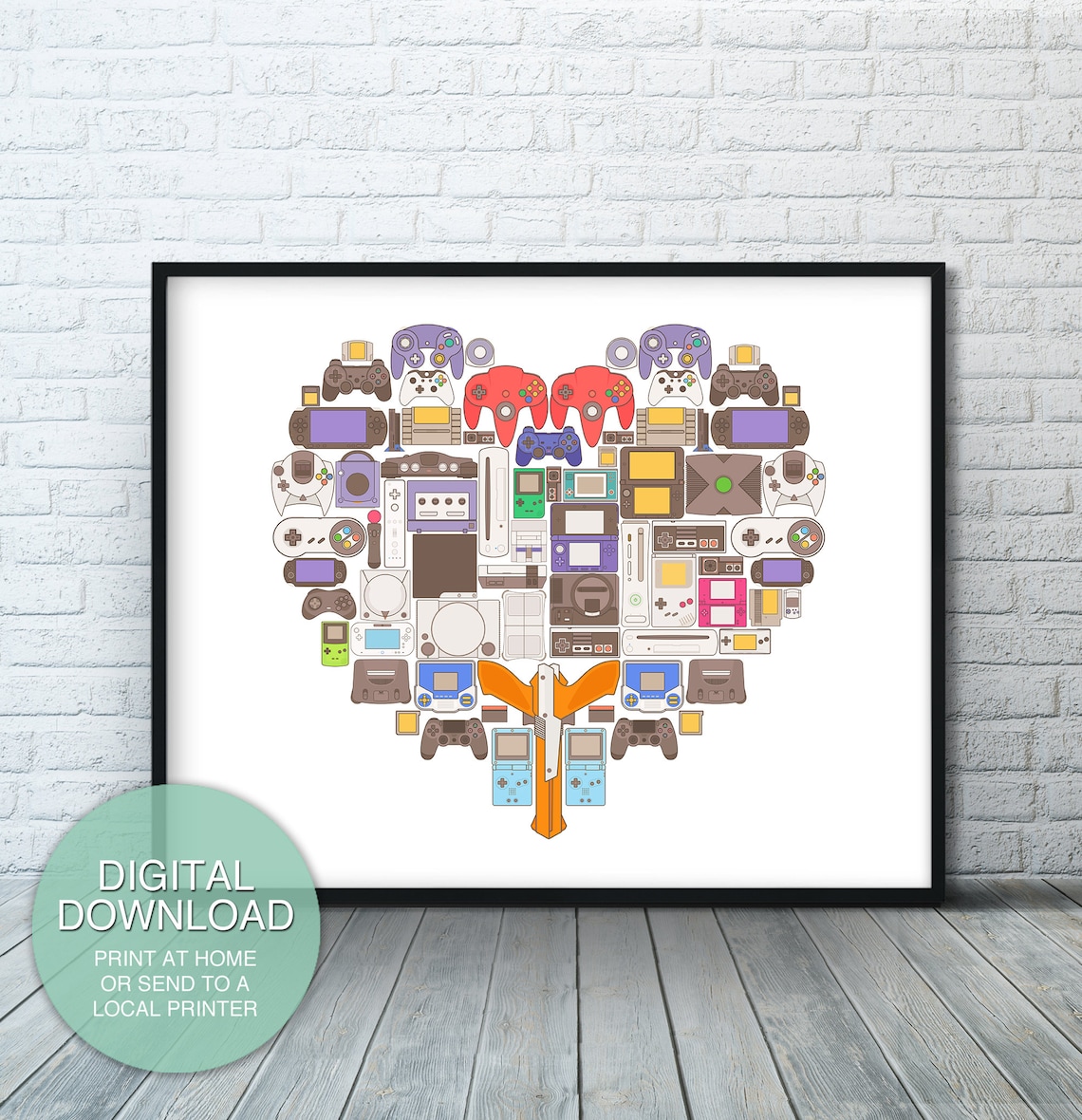 I LOVE YOU Video Game Heart Wall Art Controllers Wall Art - Etsy