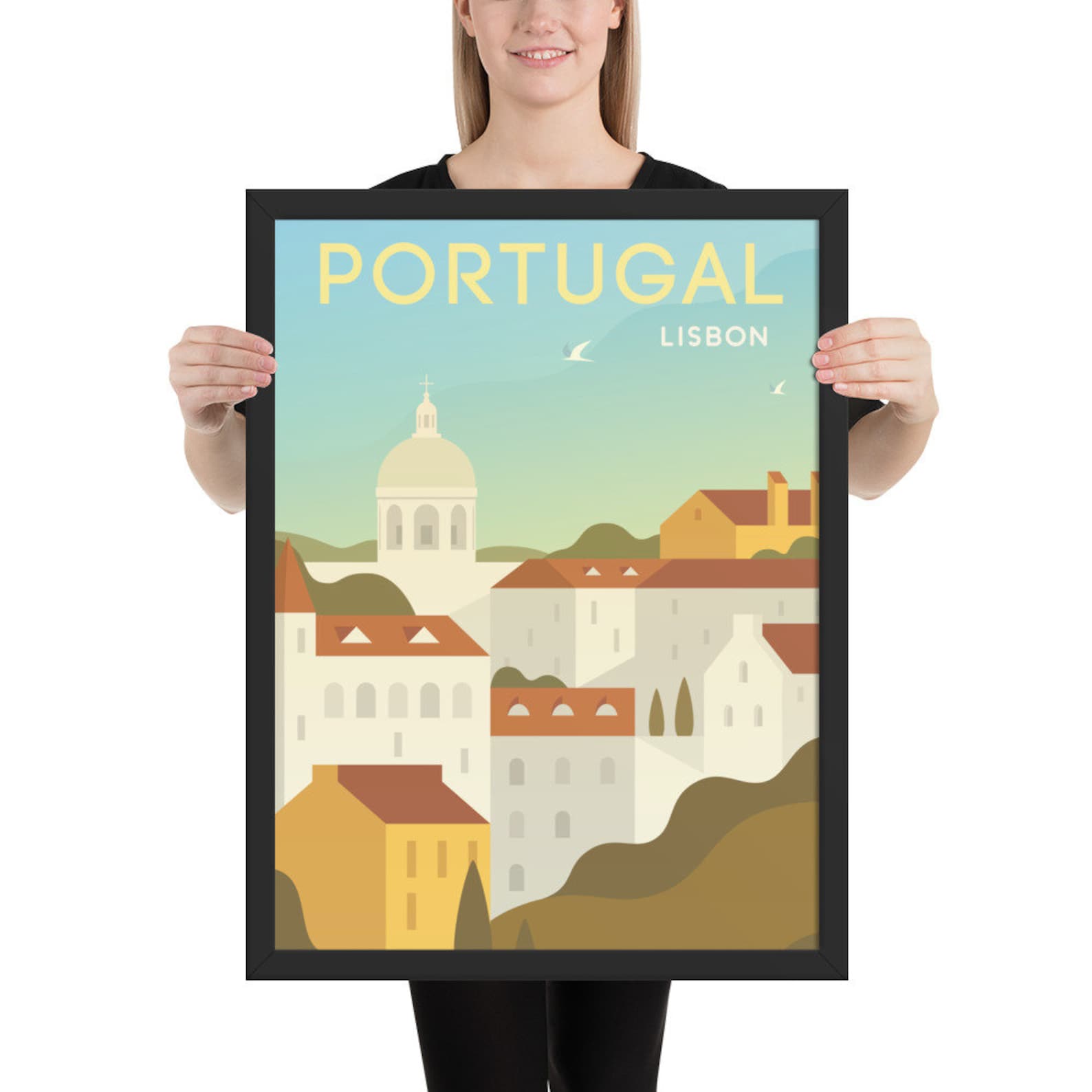 PORTUGAL Lisbon Skyline Travel Poster Printable Wall Art - Etsy