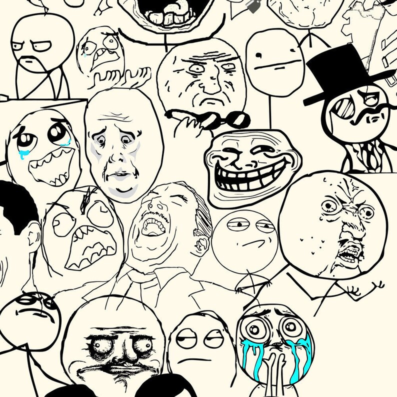 Meme Gift, Meme Print, Rage Faces, Funny Art Print, Gift for Him, Man ...