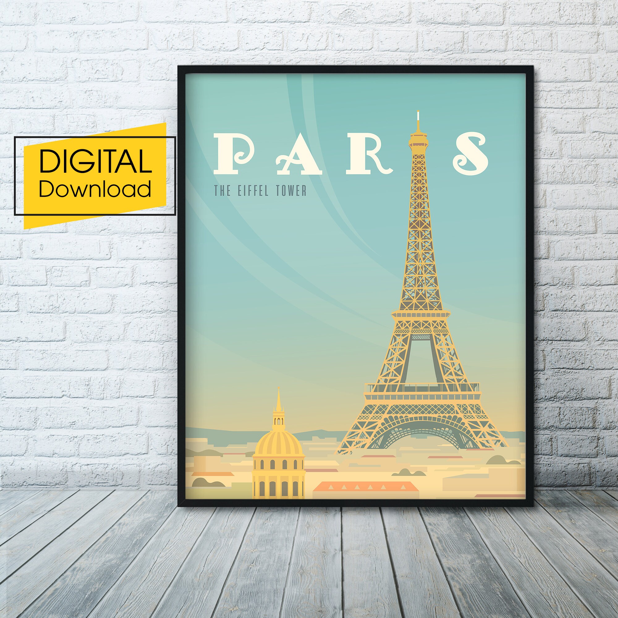 PARIS Travel Poster, Eiffel Tower Skyline - Etsy