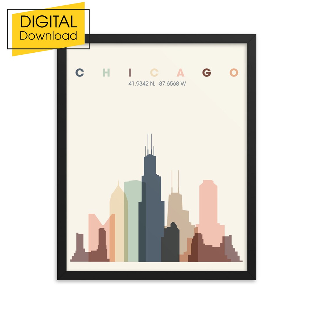 Chicago Cityscape, Printable Wall Art - Etsy