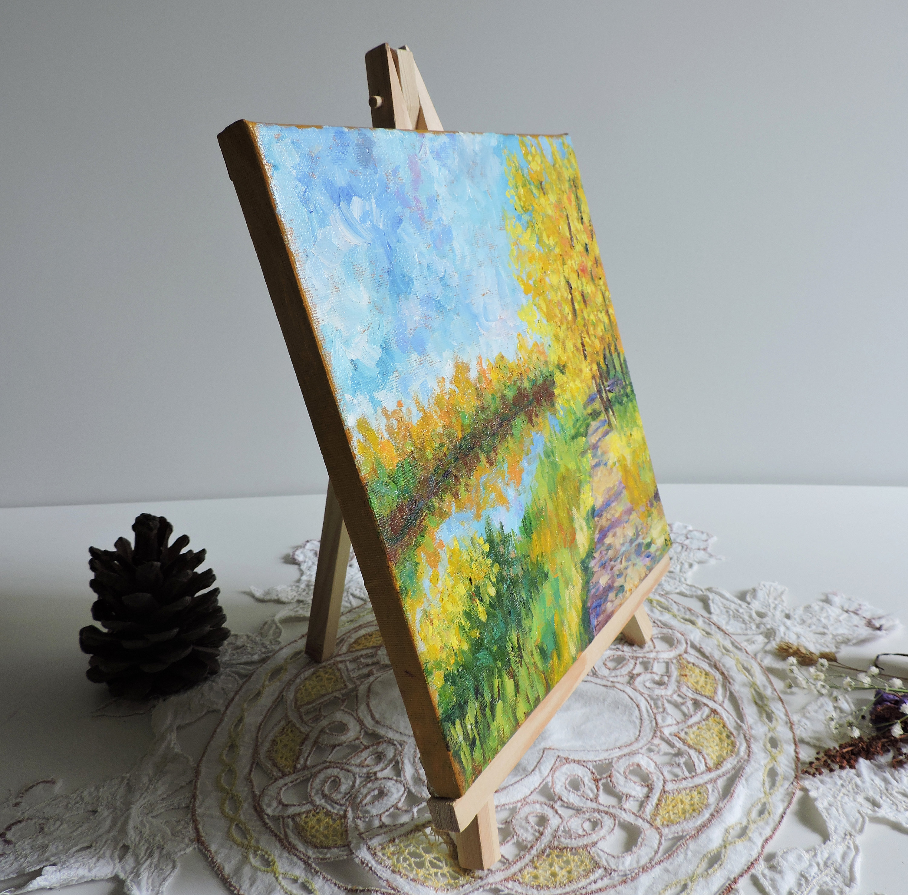 Small Original Autumn Oil Painting on Easel - Etsy