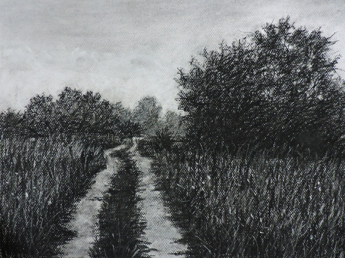 Charcoal Landscape Drawing - Etsy