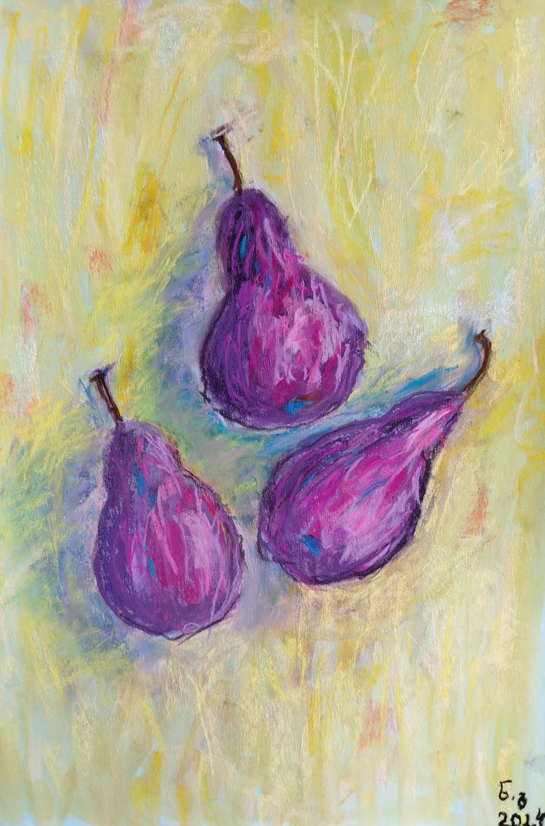 Original Soft Pastel Pear Painting: Vibrant Kitchen Still Life Art - Etsy