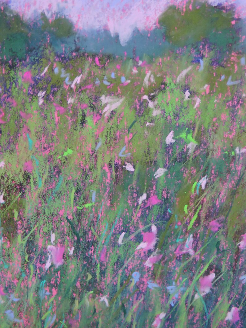 Soft Pastel Art Landscape.flower Field Painting .soft Pastel Landscape ...