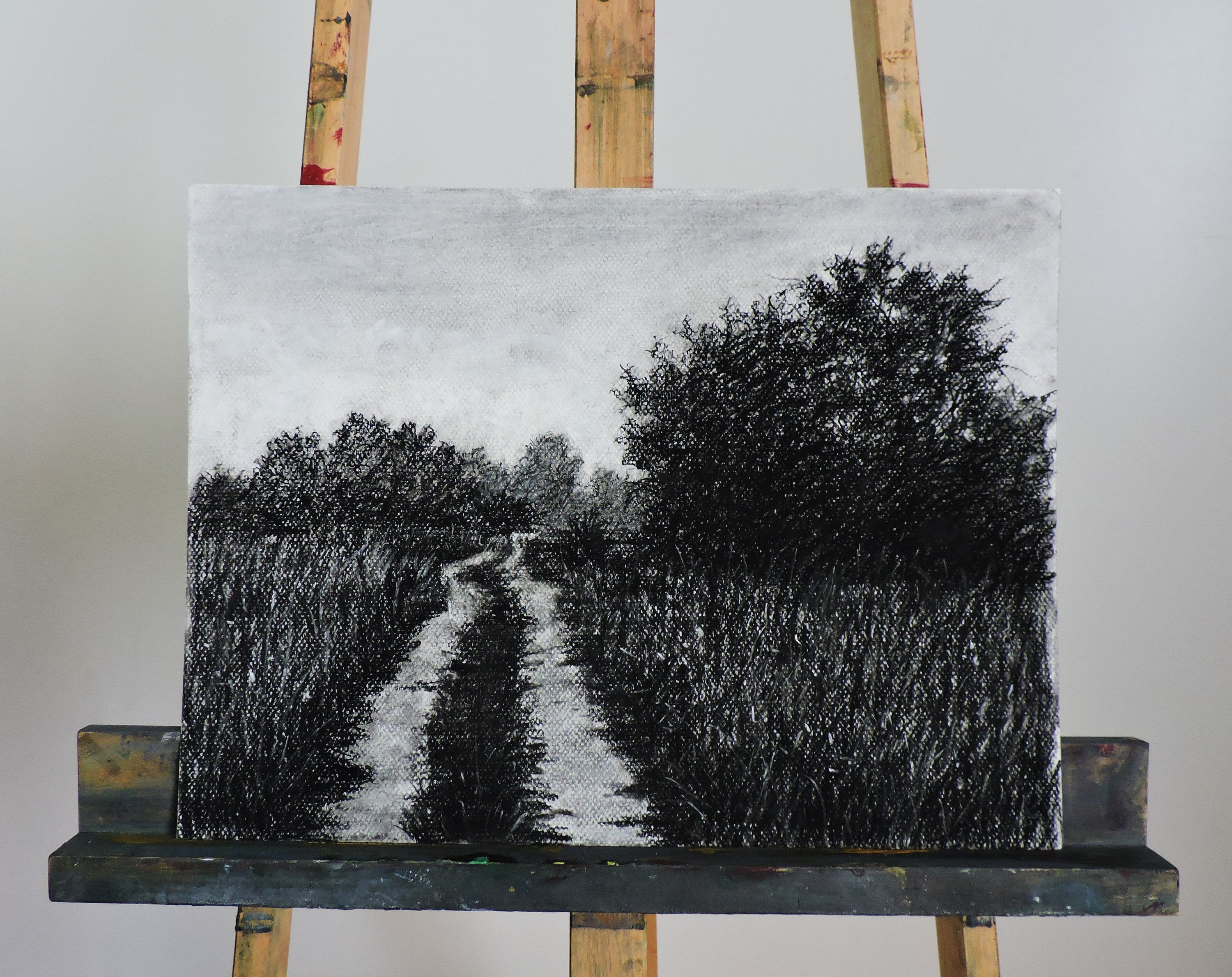 Charcoal Landscape Drawing - Etsy