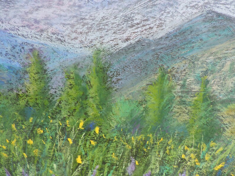 Pastel Flower Field Landscape Painting - Etsy