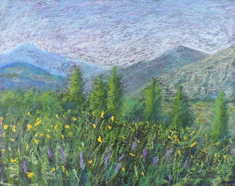 Pastel Flower Field Landscape Painting - Etsy