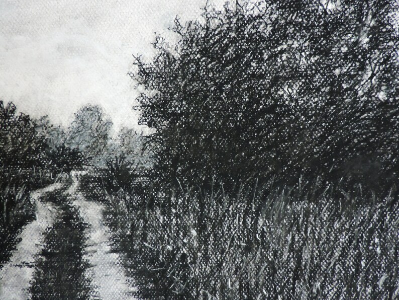 Charcoal Landscape Drawing - Etsy