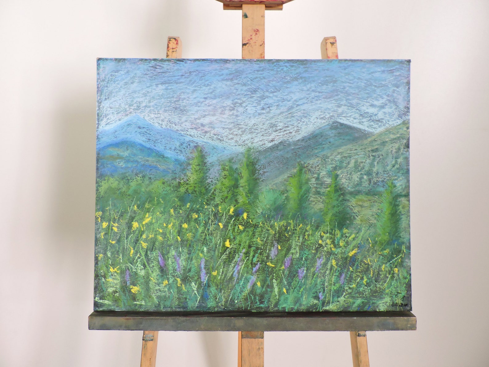 Pastel Flower Field Landscape Painting - Etsy
