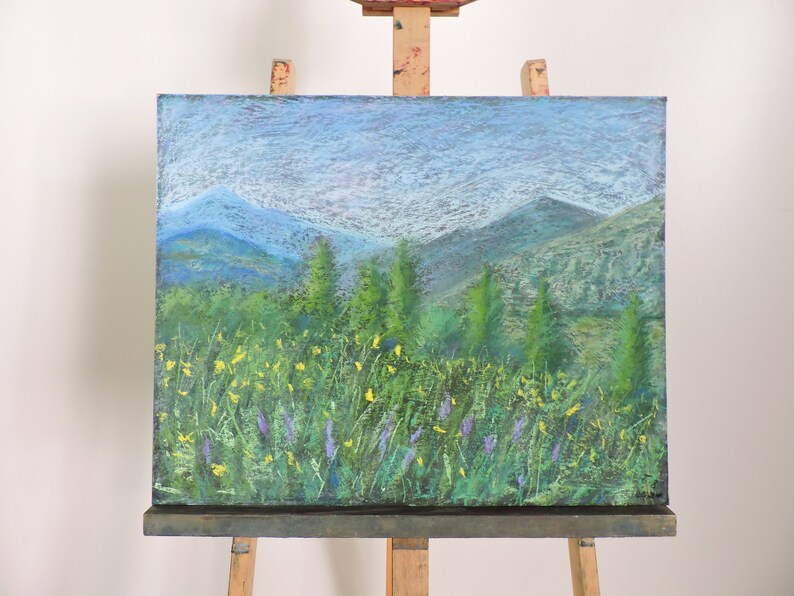 Pastel Flower Field Landscape Painting - Etsy