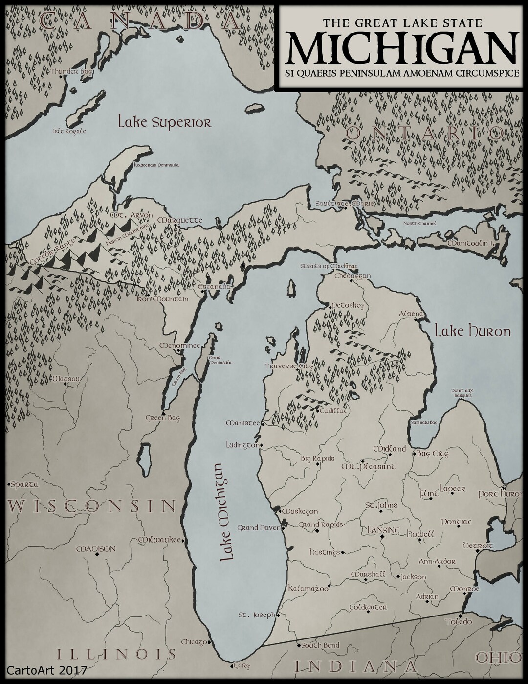 Michigan Map - Digital Download - Etsy
