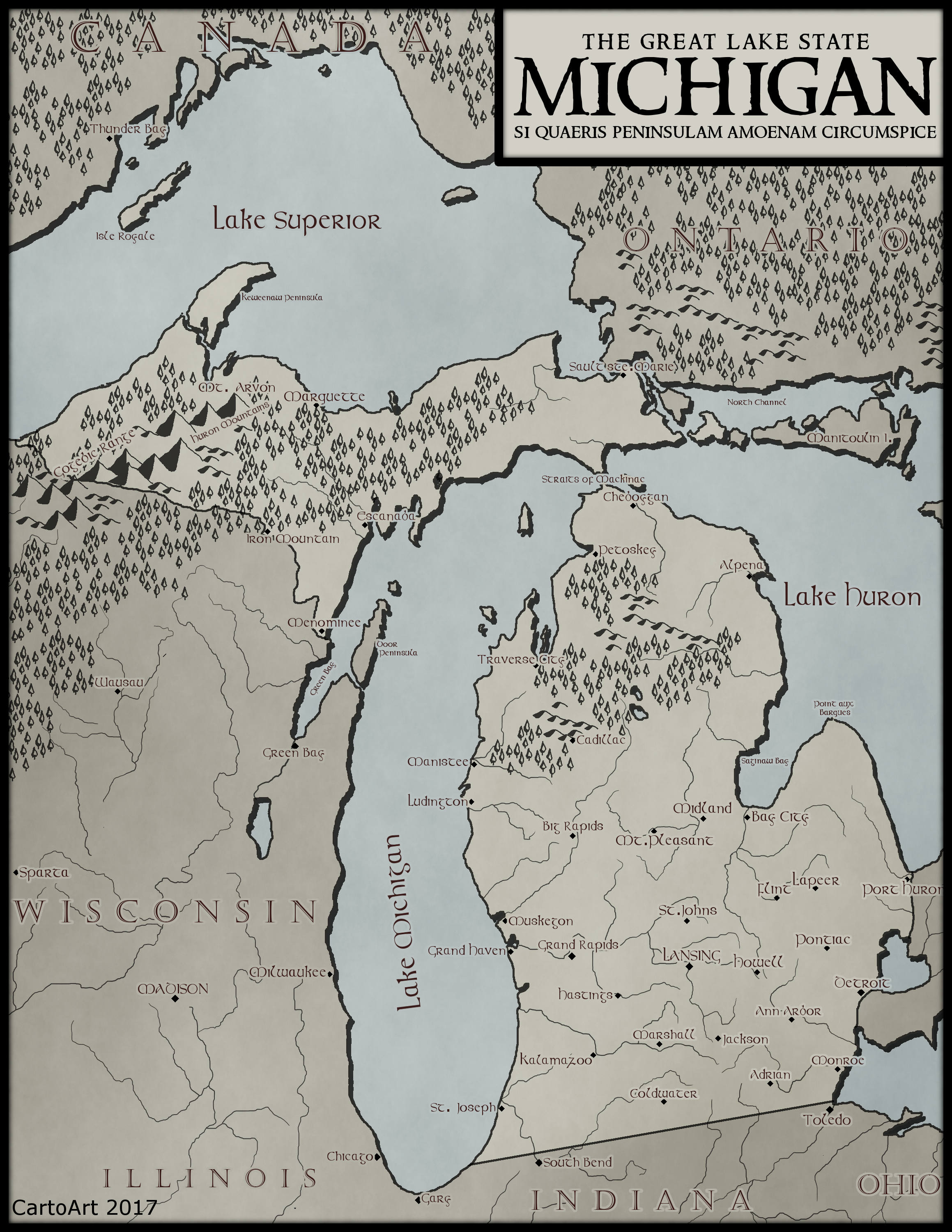 Michigan Map - Digital Download - Etsy