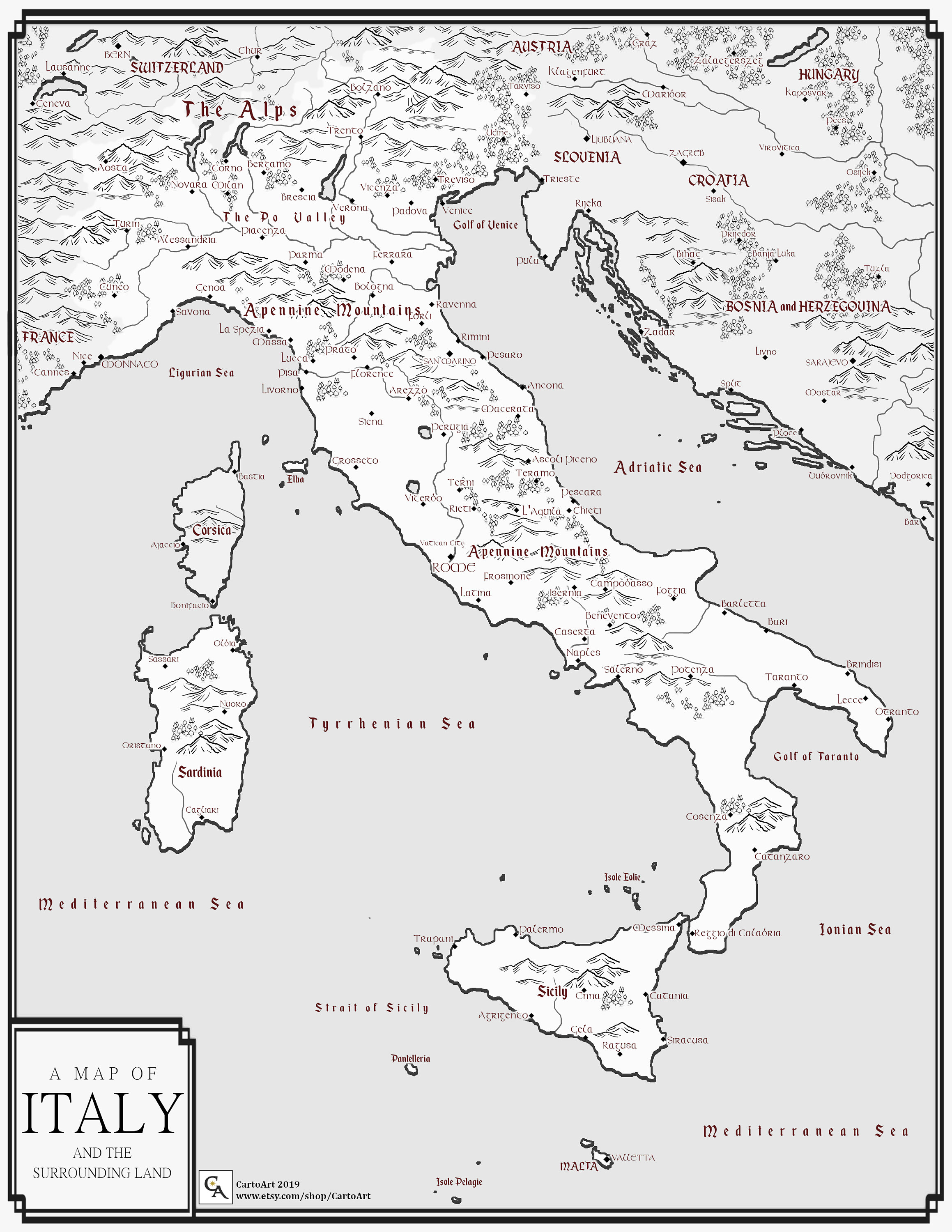 Italy Map - Digital Download - Etsy