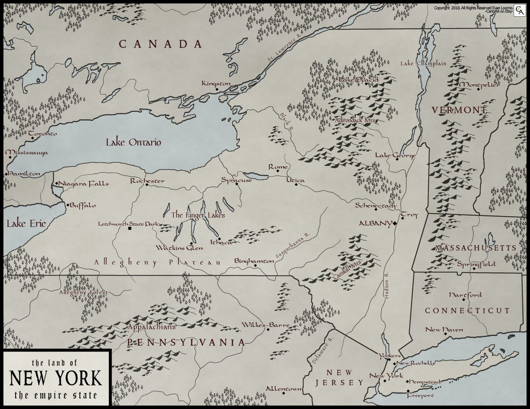 New York State Map - Digital Download - Etsy