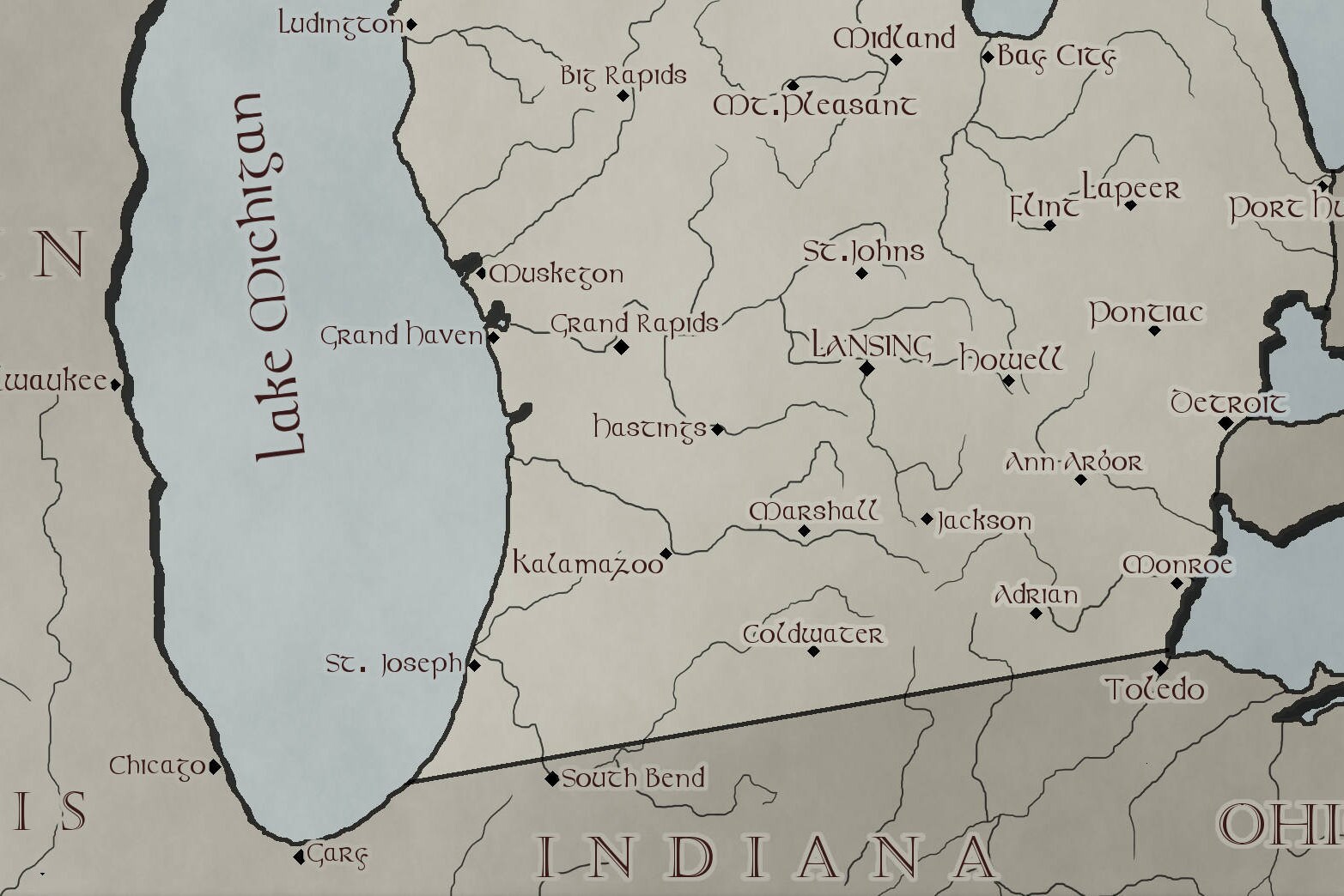Michigan Map - Digital Download - Etsy