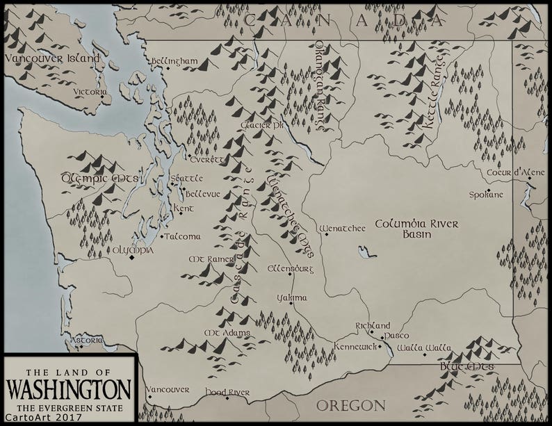 Washington State Map - Digital Download - Etsy