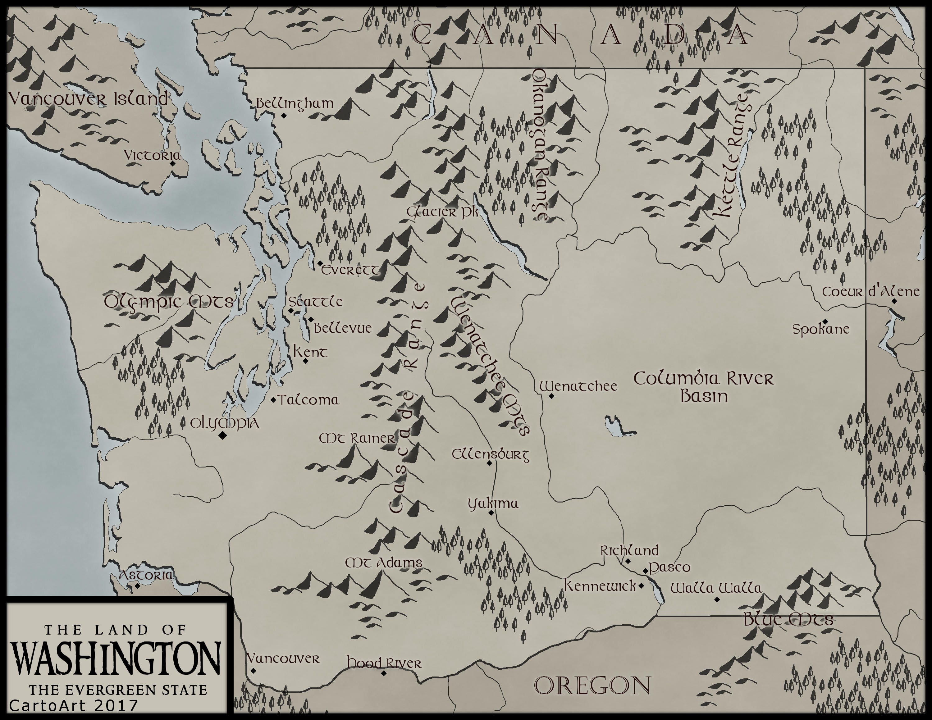 Washington State Map - Digital Download - Etsy
