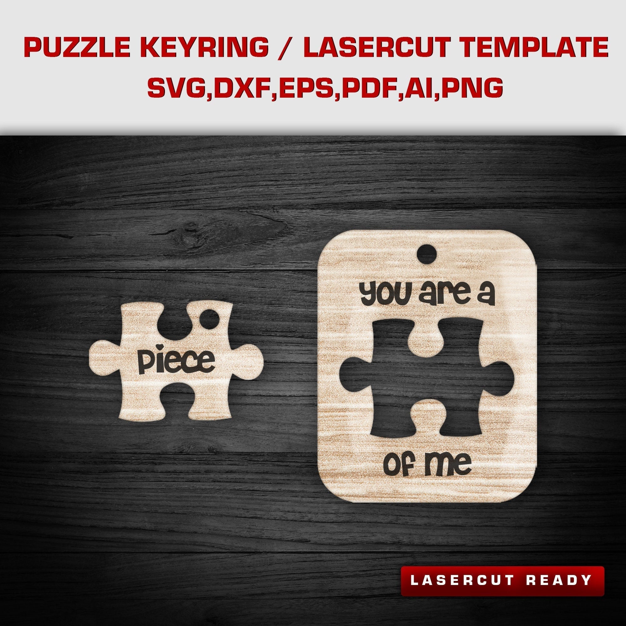 Lasercut Puzzle Piece Keyring, Lasercut Template, Ai,dxf,svg,eps,pdf ...