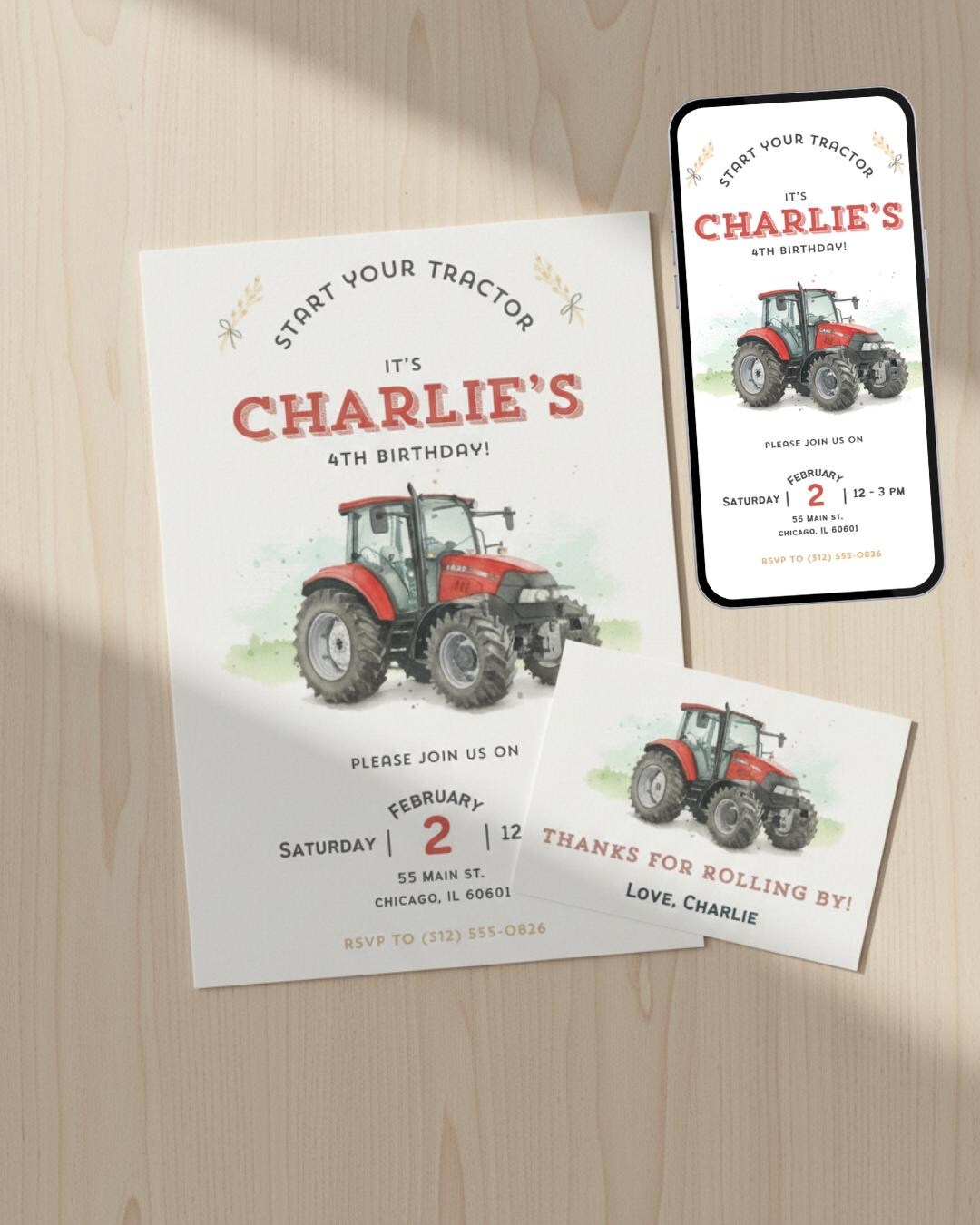 Case IH Tractor Birthday Invitation | Printable Party Package + Bonus ...