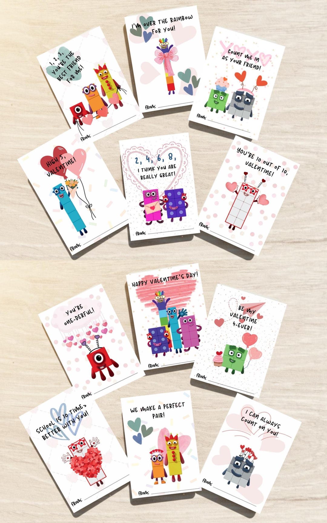 Numbers Printable Valentine’s Day Cards DIGITAL DOWNLOAD - 12 Designs ...