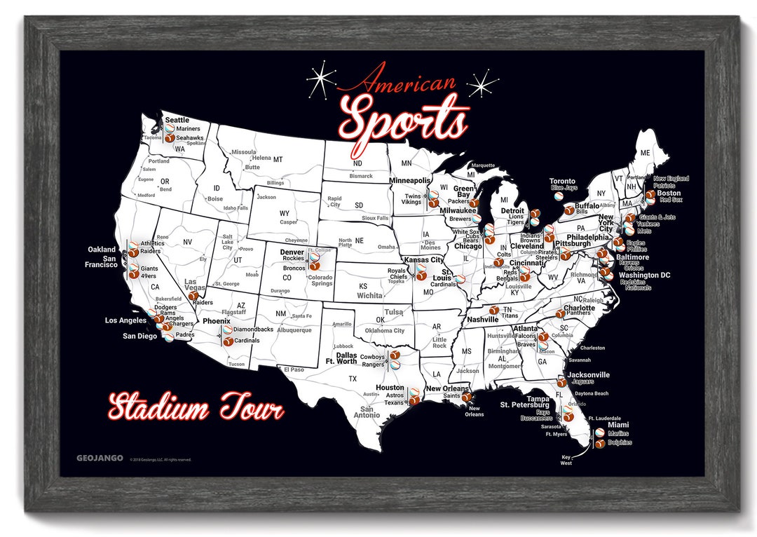 Football and Baseball Stadium Map: Baseball Park Pin Map |football ...