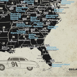 NASCAR Race Tracks Map - NASAR Gift - Vinitage Raceway Fan Vintage ...