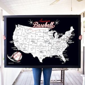 Personalized Baseball Stadium Map: Baseball Park Push Pin Map ...