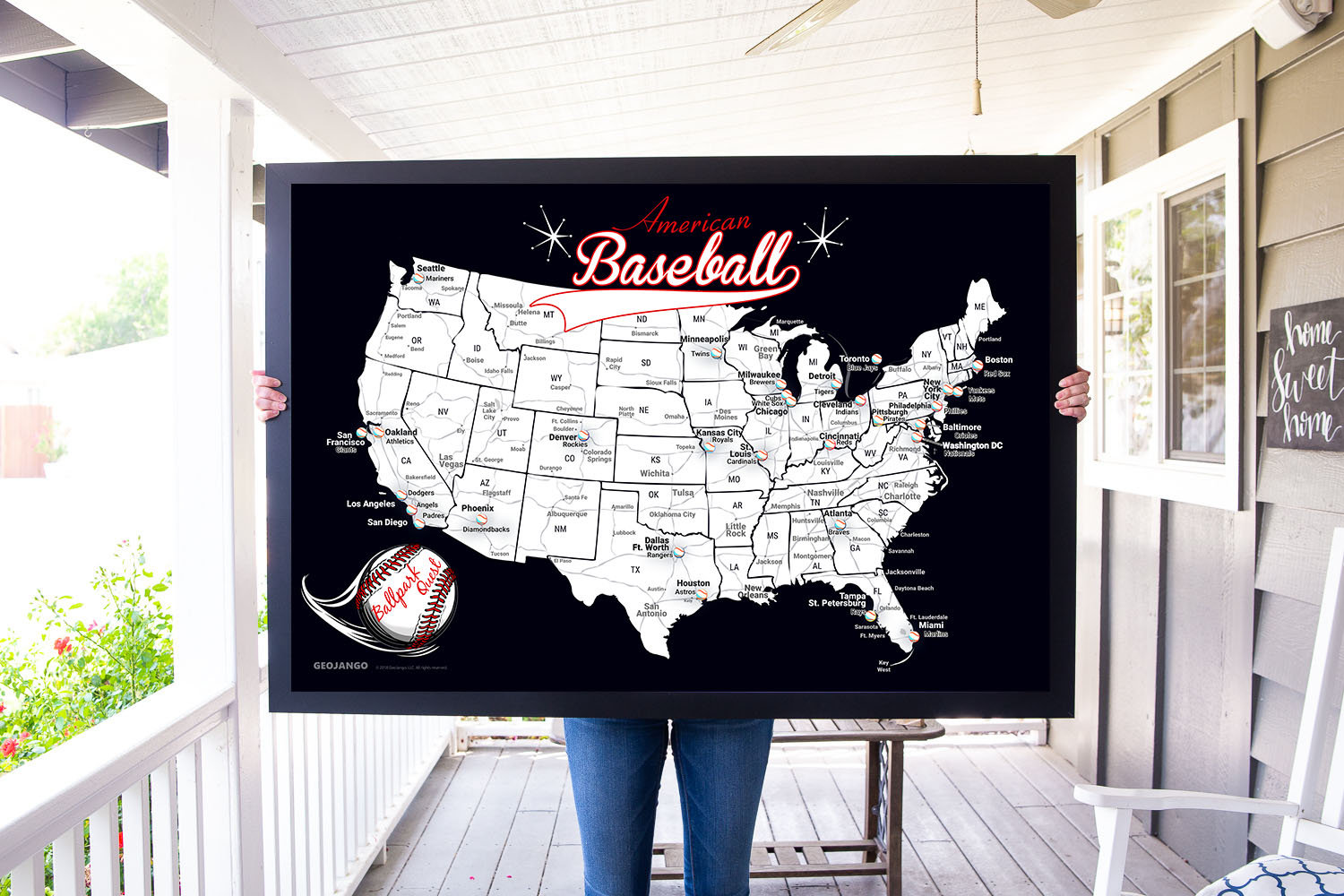 Personalized Baseball Stadium Map: Baseball Park Push Pin Map ...