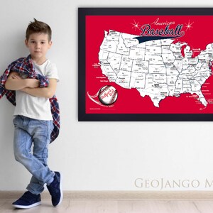 Baseball Map, Cleveland Guardians- Poster or Framed Pin Map, Ballparks ...