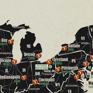 Football Stadium Map - Vintage Football Decor - Tracker Pin Map or Map ...