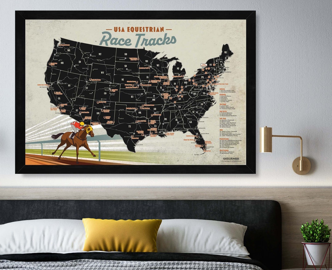Horse Gifts, Racing Map, Gift for Horse Lover, Equestrian Gift, USA ...