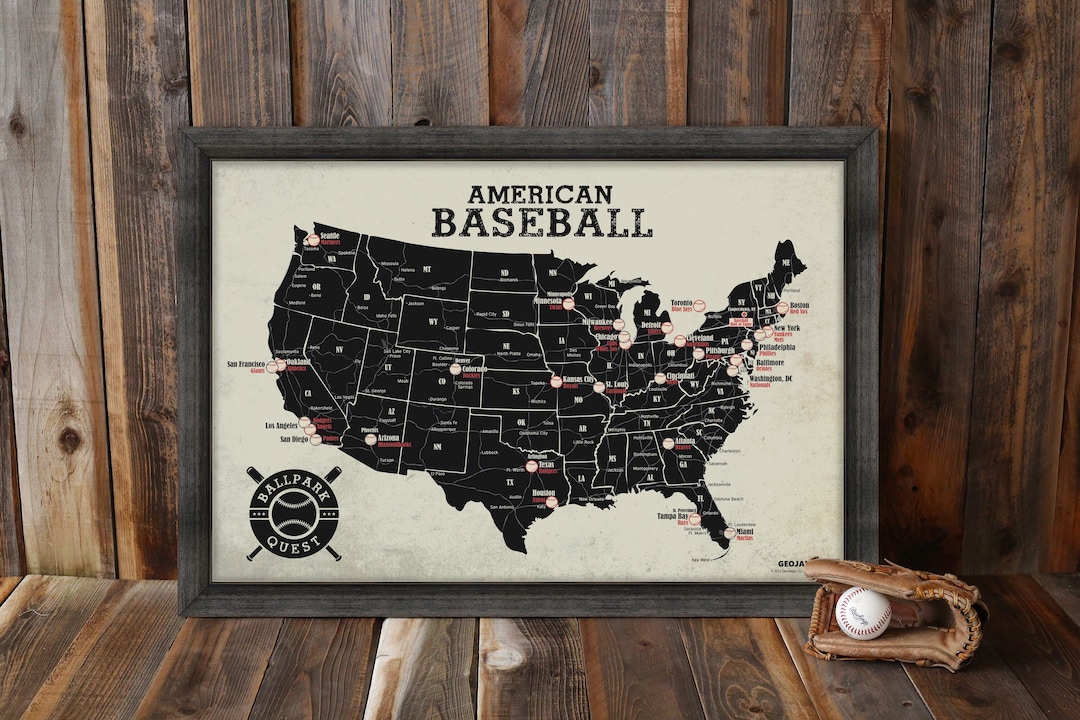 Personalized MLB Map | Major League Baseball Stadium Map | Vintage ...