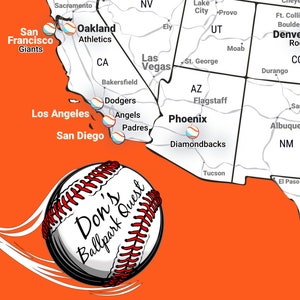 Baseball Stadium Map, SF Giants - Poster or Framed Pin Map, Ballparks ...