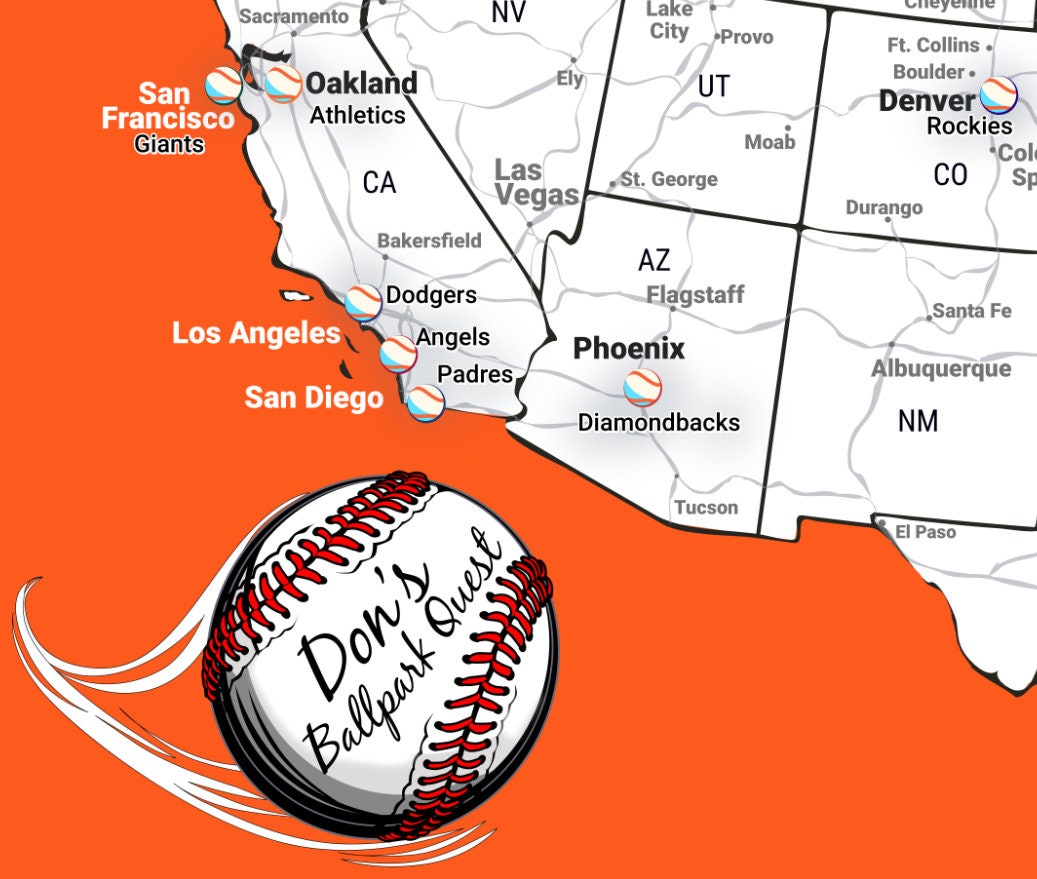 Baseball Stadium Map, SF Giants - Poster or Framed Pin Map, Ballparks ...