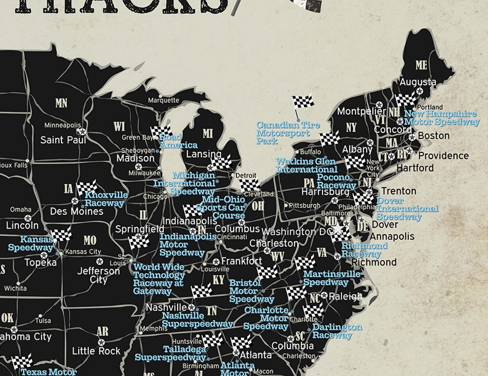 NASCAR Race Tracks Map NASAR Gift Vinitage Raceway Fan - Etsy