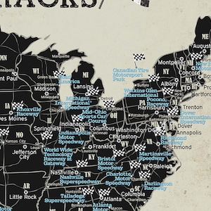 NASCAR Race Tracks Map - NASAR Gift - Vinitage Raceway Fan Vintage ...