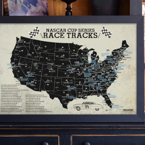 NASCAR Race Tracks Map - NASAR Gift - Vinitage Raceway Fan Vintage ...