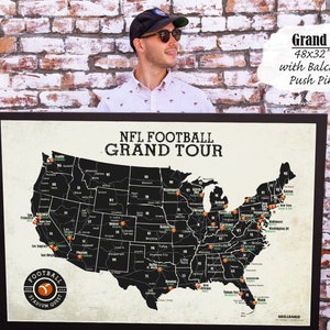 Football Stadium Map - Vintage Football Decor - Tracker Pin Map or Map ...