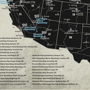 NASCAR Race Tracks Map NASAR Gift Vinitage Raceway Fan Vintage Edition ...