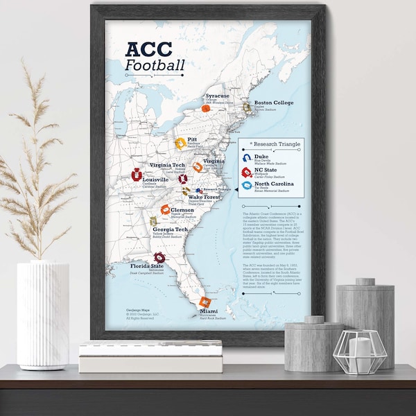 College Football Map Poster - Etsy