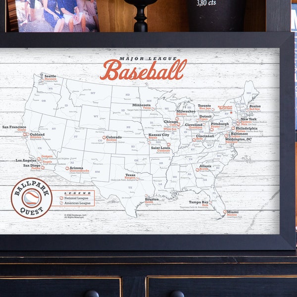 Baseball Map With Stadiums - Etsy