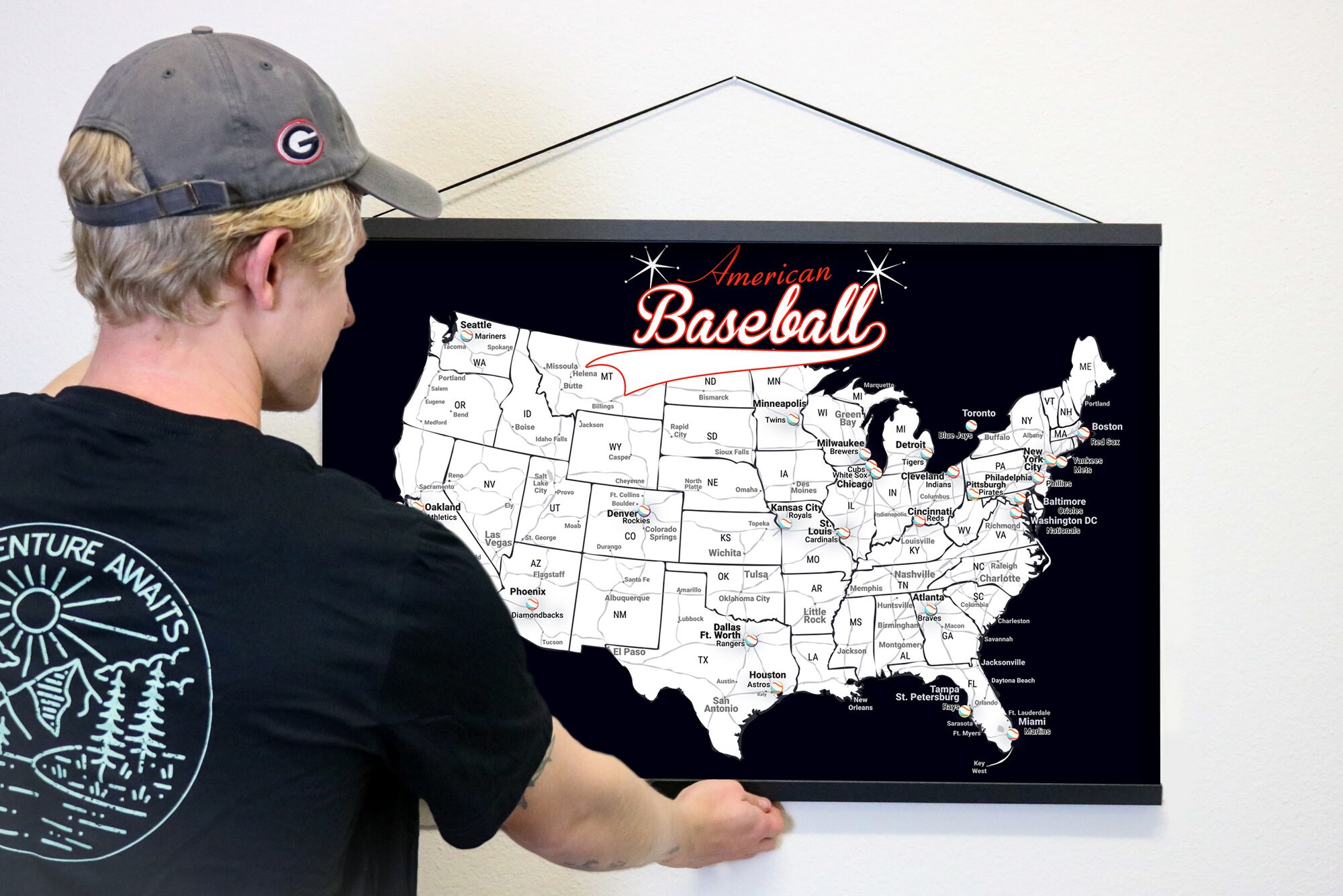 Personalized Baseball Stadium Map: Baseball Park Push Pin Map ...