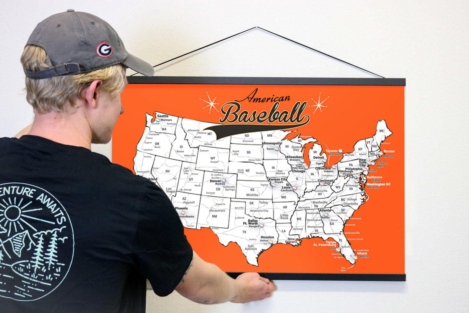 Baseball Stadium Map, SF Giants - Poster or Framed Pin Map, Ballparks ...