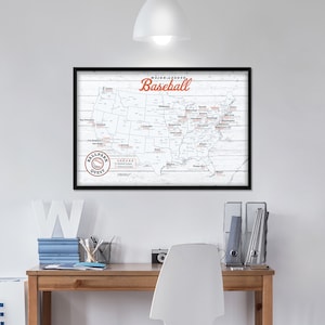 Baseball Map of Stadiums Travel Map - MLB Locations - Framed USA Push ...