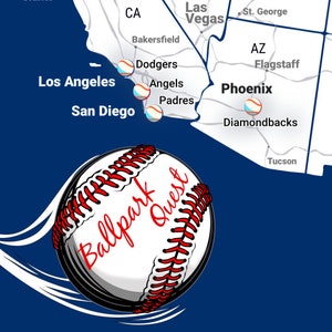 Baseball Map - Los Angeles Dodgers - Ballparks Sports Map - Pin Map or ...