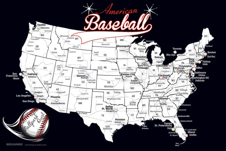 Traditional Baseball Stadium Map: Baseball Park Poster Map | Etsy
