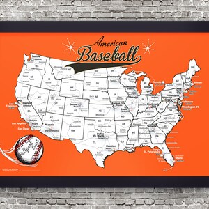 Baseball Stadium Map, SF Giants - Poster or Framed Pin Map, Ballparks ...